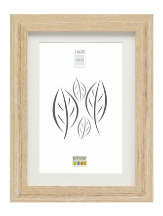 Deknudt Frames Bilderrahmen mit Passepartout - Natur Holzfarbe - S66KH1 P1 15x20cm f&uuml;r Bild 10x15cm - Bilderrahmen Holz MDF - Bilder aufh&auml;ngen oder ausstellen