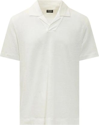 Ermenegildo Zegna Homme, Tops, Blanc, Taille: 2XL Polo Oasi Lino