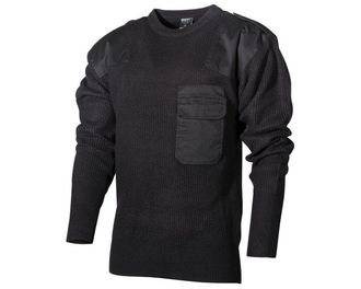 MFH Rundhalspullover Bundeswehr Pullover, mit Brusttasche, schwarz