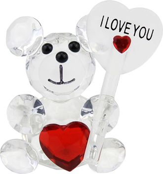 Generic Valentinstag-B&auml;r - Geschnitzte Glasfigur, exquisite Handwerkskunst, Sammlerst&uuml;ck, Statue, rotes Herz, elegant, romantisches Ornament f&uuml;r B&uuml;ro, Wohnzim