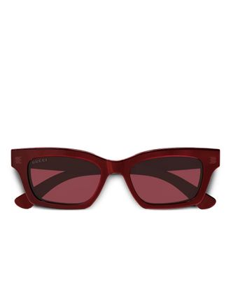 Gucci Sonnenbrille mit eckigem Gestell - Rot