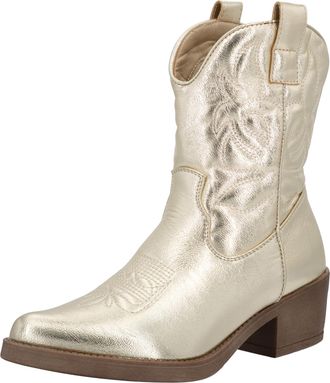 Elara Damen Stiefeletten Cowboy Boots Chunkyrayan DES952P Golden PU 37