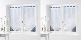 Douceur d'Intérieur 1620976 - Paire Pompon Voile Sable Salina - Polyester Blanc - 60 x 90 CM (Lot de 2)