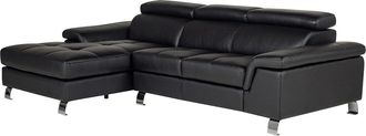 Vente-Unique Ecksofa Leder - Ecke Links - Schwarz - Mishima