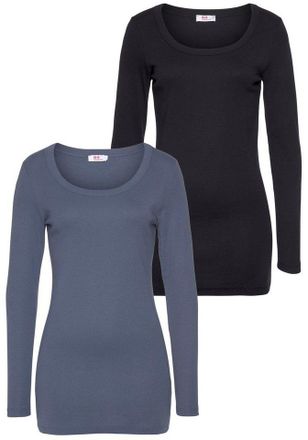 Flashlights Langarmshirt (Packung, 2-tlg) sehr figurbetonter Schnitt, Rundhalsausschnitt, aus 100% Baumwolle