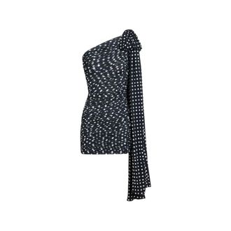 Patou Polka-Dot One-Shoulder Minikleid mit Drapierung - - Dresses - Damen - Blau - M