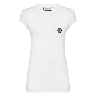 Philipp Plein T-Shirt Rundhals Pure Fit Hexagon - - Tops - Damen - Wei&szlig; - S