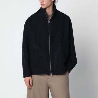 Ymc You Must Create Navyblaue Wolljacke mit Rei&szlig;verschluss