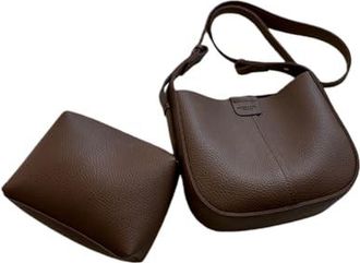 Generic Mini sac seau pour femme, petit sac &agrave; main &agrave; bandouli&egrave;re tendance en cuir v&eacute;g&eacute;talien avec bretelles amovibles, poign&eacute;e sur le dessus, caf&eacute;, 9.06 inch 