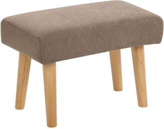 Beliani Pouf dAppoint Moderne Retro en Tissu Pieds en Bois Marron Takoma