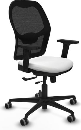 Piqueras y Crespo Wei&szlig;er Computerstuhl mit 2D-Armen, h&ouml;henverstellbare Lendenwirbelst&uuml;tze, ausgestattet mit Syncro/Traslack und eingespritztem Schaum. Mit Rollen von 65