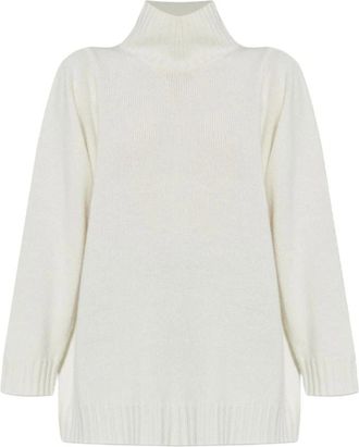 Max Mara Femme, Pulls, Blanc, Taille: 38 FR Pull Col Montant en Cachemire