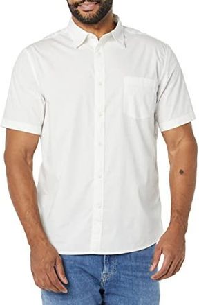 Amazon Essentials Chemise en Popeline Extensible à Manches Courtes (Grandes Tailles Disponibles) Homme, Blanc, XXL