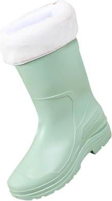 Generic Bottes de pluie mi-mollet pour femme - Bottes de pluie dhiver chaudes avec doublure en peluche amovibles et lavables - Imperm&eacute;ables et antid&eacute;rapantes 