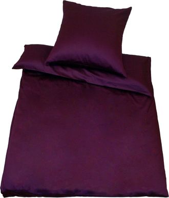 Kinzler B-10001/14 hochwertige Baumwoll Satin-Bettwäsche Uni, modern, 80x80 + 155x200 cm, Pflaume