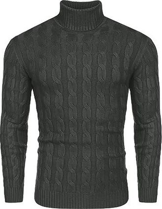 Coofandy Homme Pulls Col Roulé Manches Longues Sweater pour Hommes Maille Basique Pull Ardoisé XXL