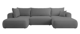 Selsey Sofa Ecksofa Eckcouch Schlafsofa Couch Mit Stauraum Schlaffunktion Pflegeleicht Polyurethanschaum U Form Links OVO Dunkelgrau Veloursoptik Castel