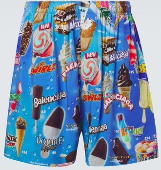 Balenciaga Bedruckte Shorts aus Satin