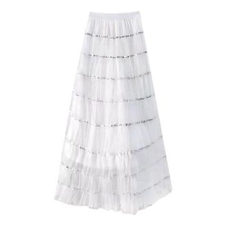 Generic Jupe Paillette Femme Short Sequin Jupe Midi A Ligne Paillettes Mesh Slim Taille Haute Patchwork &Eacute;l&eacute;gante pour Femme