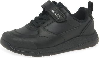 Clarks Jungen Steggystride Sneaker, Black Leather, 27 EU