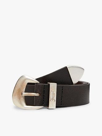 Tommy Hilfiger Ceinture en cuir craquel&eacute; &agrave; boucle abstraite