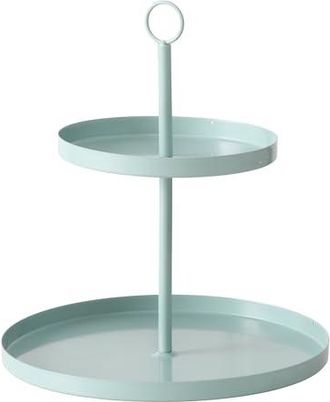Boltze Etagere Samina (Farbe Gr&uuml;n, aus Metall, 2-St&ouml;ckig, H&ouml;he 34 cm, &Oslash; 30 cm, Deko, Minimalistisches Design, Etagenst&auml;nder f&uuml;r Obst, Desserts und Snacks, Se