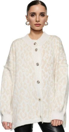 Worldclassca Cardigan WORLDCLASSCA Damen Cardigan Oversize Strickjacke Kn&ouml;pfen Leopard Look Neue Kollektion - Stilvolle und gem&uuml;tliche Strickmode f&uuml;r Damen