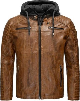 Red Bridge Lederimitatjacke in Lederoptik mit Kapuzen-Einsatz und Stepp-Details Robust, strapazierfähig, langlebig