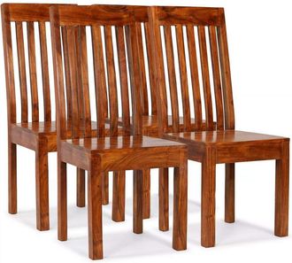 Festnight 4 Stück Esszimmerstühle Essstuhl Set Küchenstühle Stuhl aus Massives Akazienholz mit Sheesham-Finish Holzstuhl 43 x 43 x 104 cm