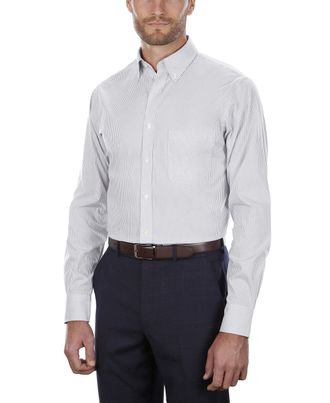 Van Heusen Herren, Normale Passform, Pinpoint Stripe Klassisches Hemd, Iced Grey, 43 cm Hals 91 cm-94 cm Ärmel