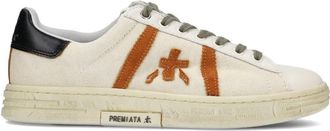 Premiata Low-Top Sneaker - Russell Sneakers In White Leather And Natural Canv - Gr. 40 (EU) - in Beige - für Damen