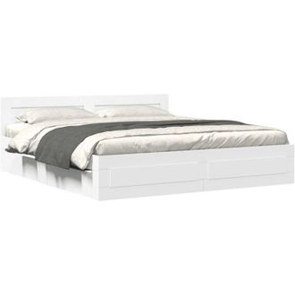 vidaXL vidaXL Bettgestell mit Kopfteil wei&szlig; 180x200cm aus Spanplatte