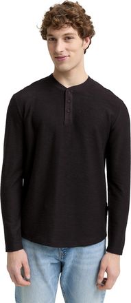 Tom Tailor Herren 1047422 Henley Langarmshirt, 10429-Night Watch Black, L