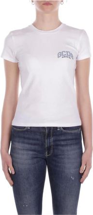 GCDS Gcds, Femme, Tops, Blanc, Taille: 40 FR Logo Front T-shirt