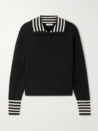 Frame Denim Pull En Coton Mélangé À Rayures Sailor - Noir