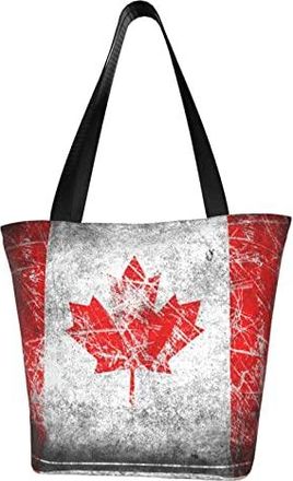 AOOEDM R&eacute;tro Canada drapeau pays sac fourre-tout r&eacute;utilisable femmes sac &agrave; main d&eacute;contract&eacute; sacs &agrave; bandouli&egrave;re pour faire les courses &eacute;picerie voyage &agrave; lext&eacute;