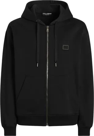 Dolce & Gabbana Homme, Sweatshirts et sweats &agrave; capuche, Noir, Taille: 2XL SweaT-shirt &agrave; capuche en coton avec plaque logo