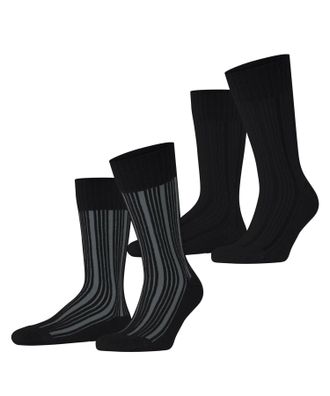 Esprit Herren Socken Plush Rib Multipack M So Baumwolle gemustert 2 Paar, Schwarz Black 3000, 39-42