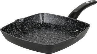 Crealys 529426 Grillpfanne aus geschmiedetem Aluminium, 24 x 24 cm, Produktreihe Granity, Antihaftbeschichtung, Steinoptik, ohne PFOA, f&uuml;r alle Herdarten, ein