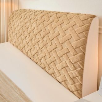 Generic Dicker Pl&uuml;sch Bettkopfteil Bezug Voll Kopfteil Bezug Ultraweicher Staubschutz Kopfteilbezug Gepolsterter Bezug Schlafzimmerdeko Khaki Volle L&auml;nge: 120