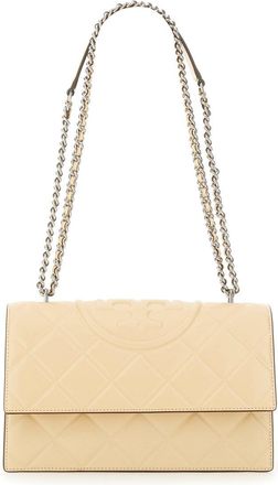 Tory Burch Womens Fleming Bag Beige Goat Leather Shoulder