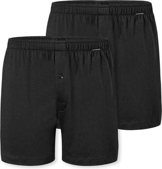 Schiesser Herren 2 Pack Boxershorts Baumwolle Jersey weich Multipack - Jerseyboxer, schwarz_182426, 10