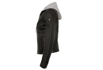 Mauritius Lederjacke MWAleyna Mauritius - Damen Lederjacke Lammnappa Kapuze schwarz