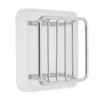 Garneck Keramik Seifenschale Edelstahl Seifenhalter mit Rutschfester Basis Abtropfendes Design f&uuml;r Bad K&uuml;che Dusche Eleganter Halter f&uuml;r Handseife und Schwamm