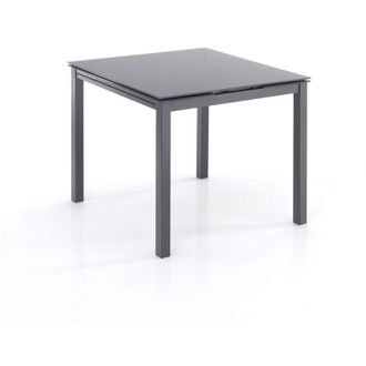 Oresteluchetta Ausziehbarer Tisch aus Glas und grauem Metall 90x90/150cm Lubbock Grey