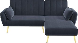 Liberte Canapé convertible en L avec couchage et rangement,191.5x130x80 cm Noir