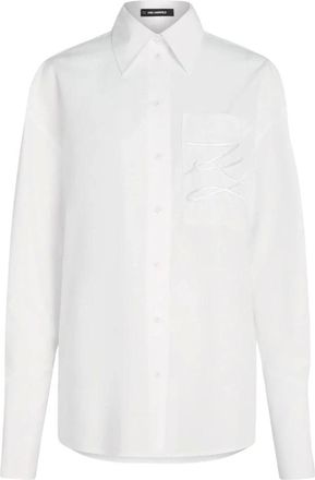 Karl Lagerfeld Femme, Blouses et Chemises, Blanc, Taille: 40 FR Autograph Poplin Shirt