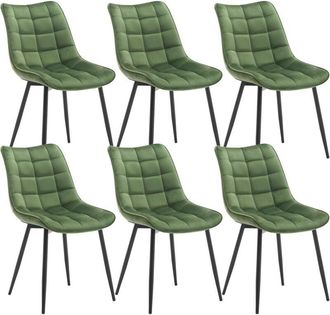 Woltu Woltu - Lot de 6 chaises de salle &agrave; manger - Assise rembourr&eacute;e en velours &eacute;pais - Pieds en m&eacute;tal - Couleur vert fonc&eacute; - Hauteur dassise 46.5 cm
