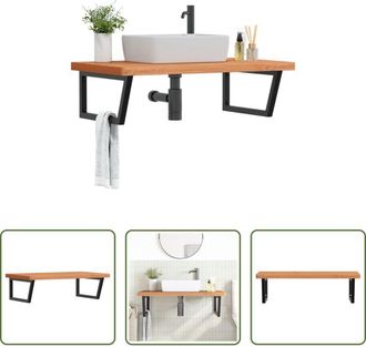 vidaXL vidaXL Holz Waschtisch - Waschbeckenregal Wandmontage Stahl und Massivholz Buche