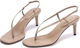 Generic Tongs Simples pour Femmes Sandales à Talons Bas Mode Couleur Unie Sandales à Talons Hauts Classiques Respirantes Tongs dété Sandales à Talons Aiguille